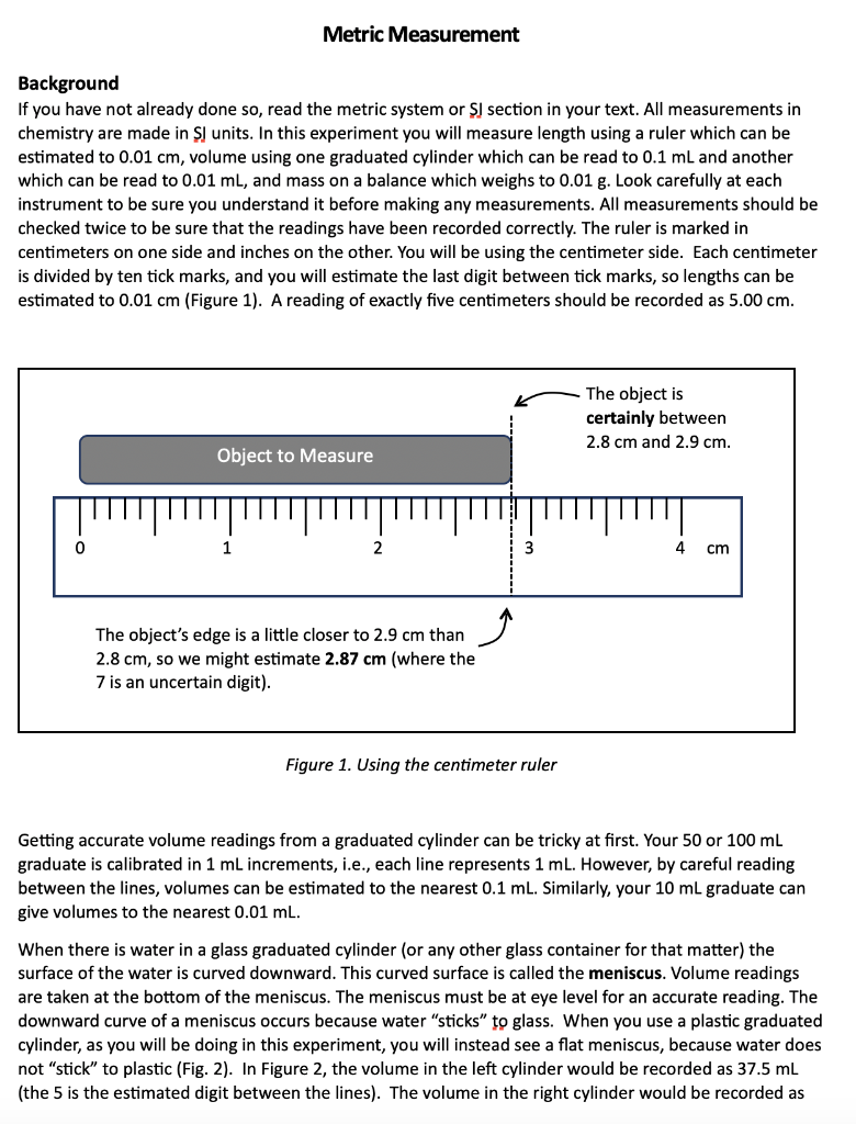Solved Metric Measurement Background If you have not already | Chegg.com