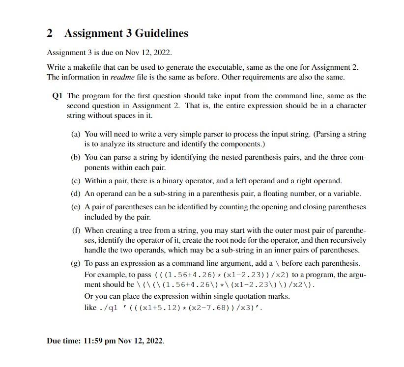 Solved Binary Expression Tree 1. (100\%) Write a C program | Chegg.com