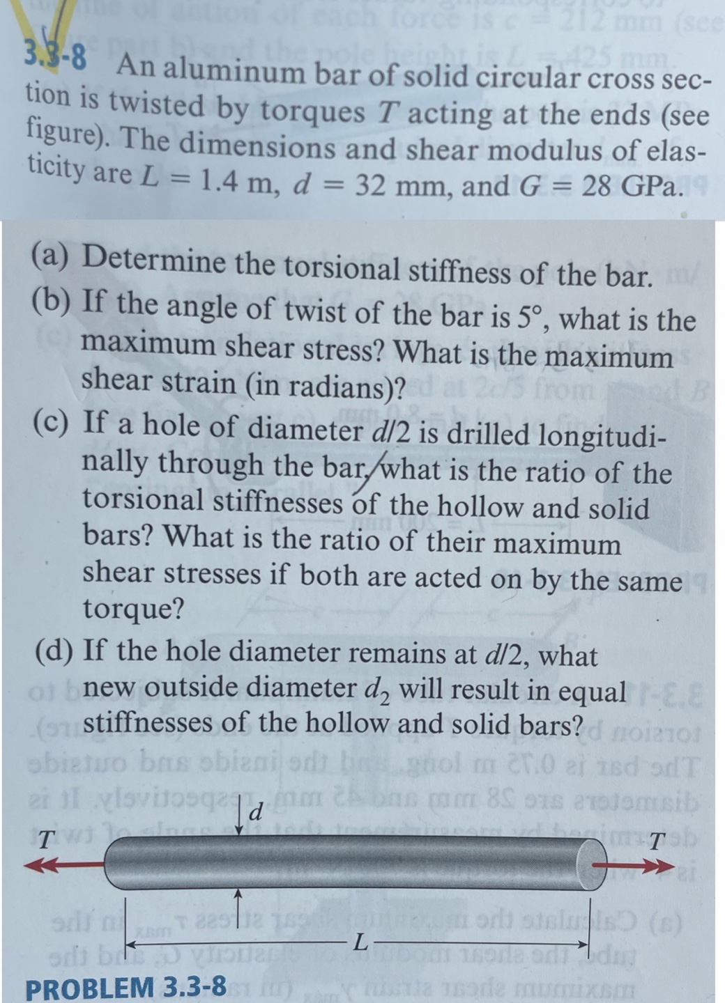 Solved 3.3-8 ﻿An aluminum bar of solid circular cross | Chegg.com