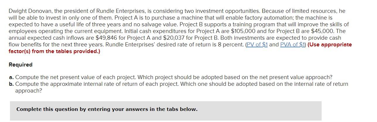 Solved Dwight Donovan, the president of Rundle Enterprises, | Chegg.com