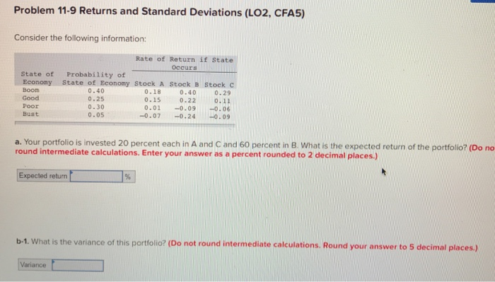 Solved Problem 11-9 Returns and Standard Deviations (LO2, | Chegg.com