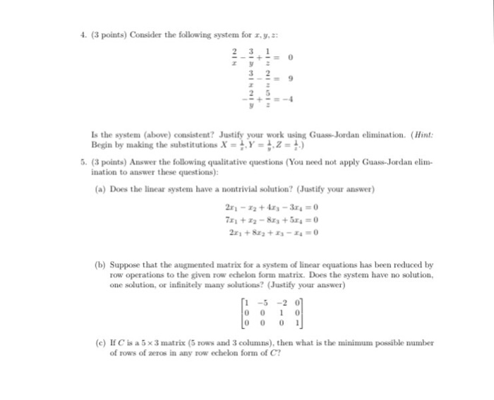 Solved 2. (3 points) Suppose the the augmented matrix for | Chegg.com