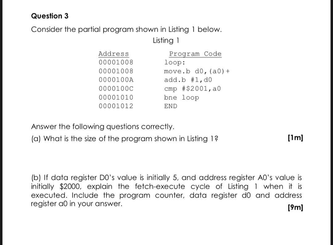 Solved Question 3 Consider the partial program shown in | Chegg.com