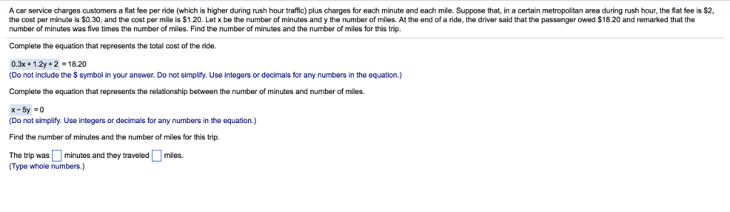 Solved A car service charges customers a flat fee per ride | Chegg.com