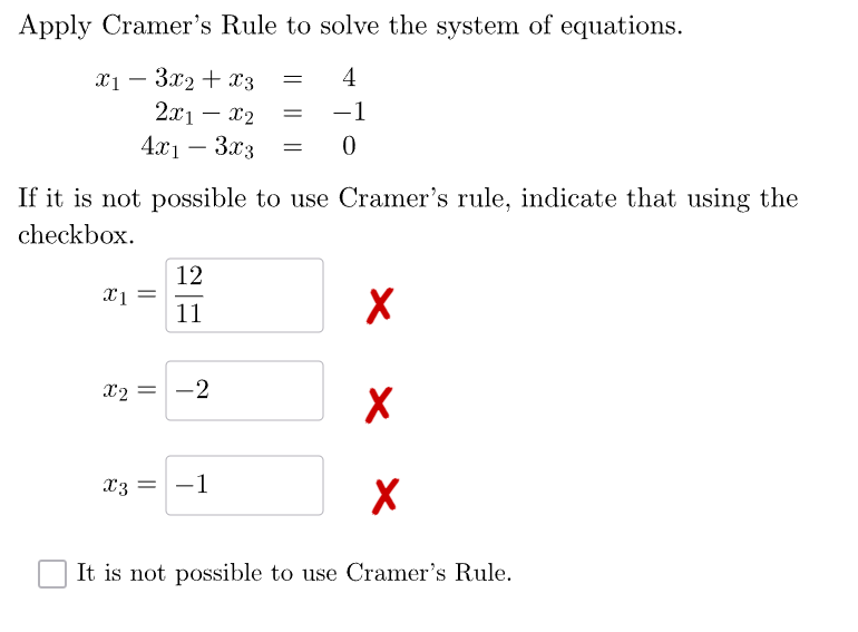 Solved Apply Cramer's Rule to solve the system of | Chegg.com