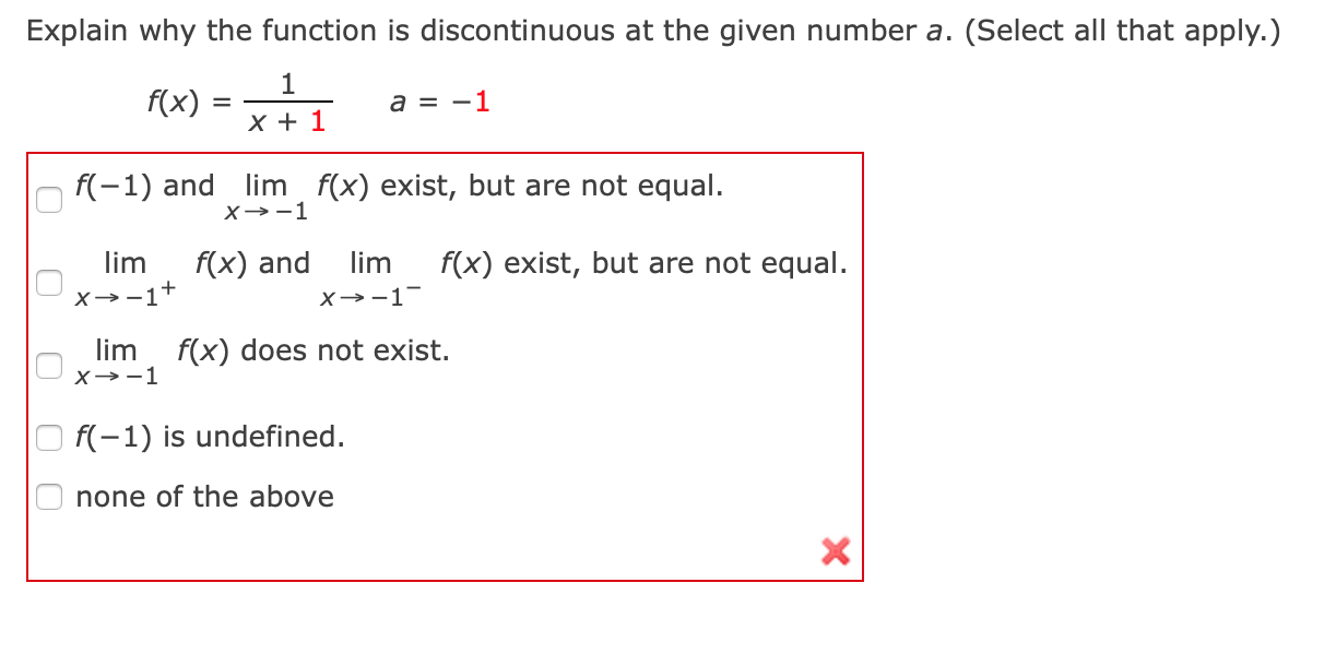 Solved Explain why the function is discontinuous at the | Chegg.com