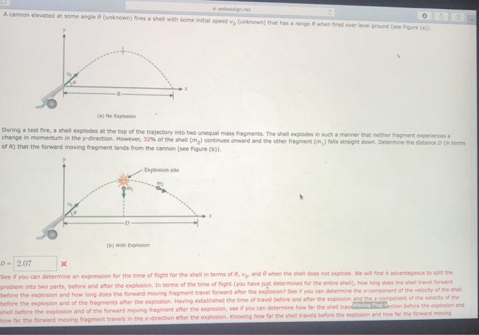 Solved A cannon elevated at some angle θ (unknown) fires a | Chegg.com