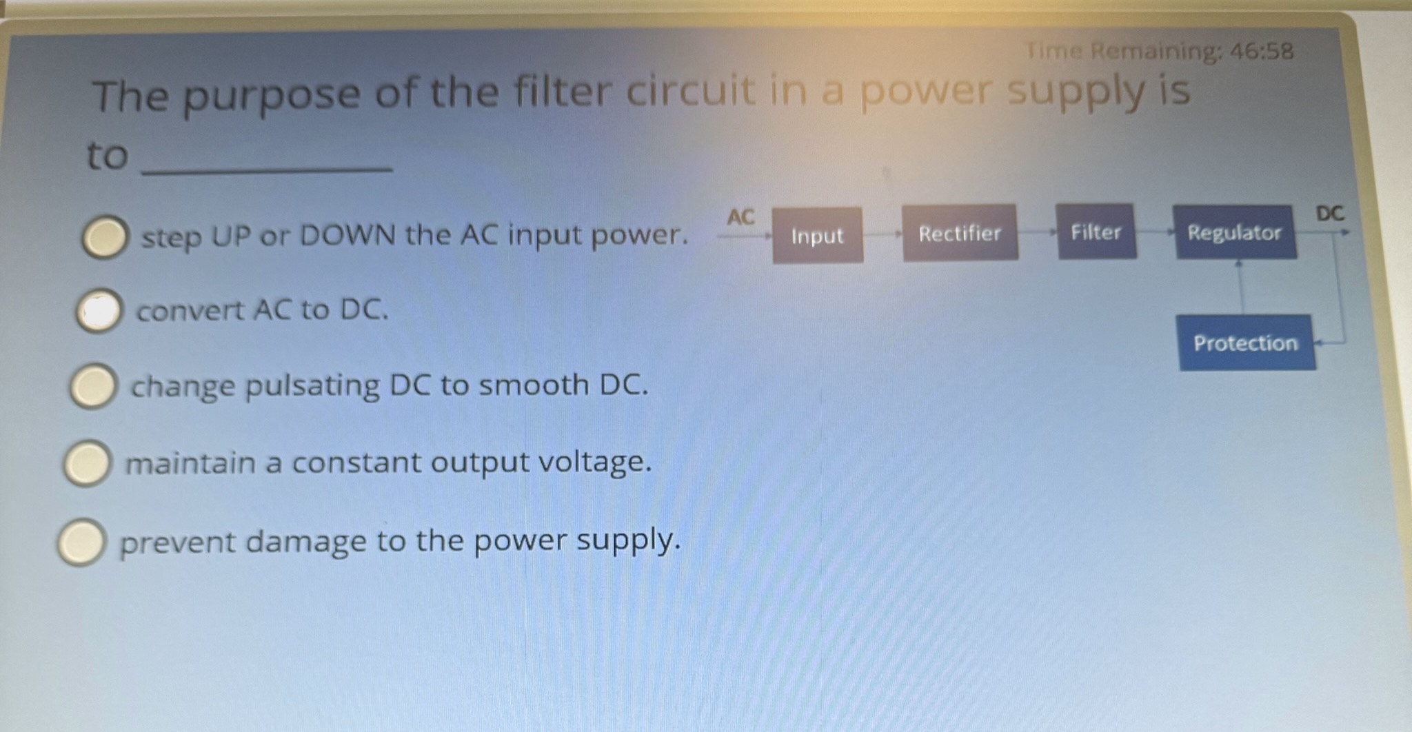Solved The purpose of the filter circuit in a power supply | Chegg.com