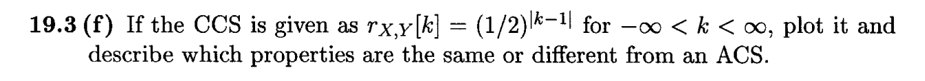 Solved 19.3 (f) ﻿If the CCS is given as rx,Y[k]=(12)|k-1| | Chegg.com