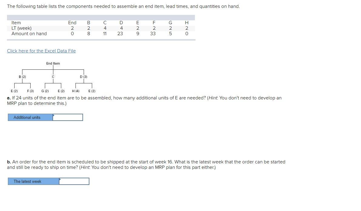 Solved Click here for the Excel Data File a. If 24 units of | Chegg.com
