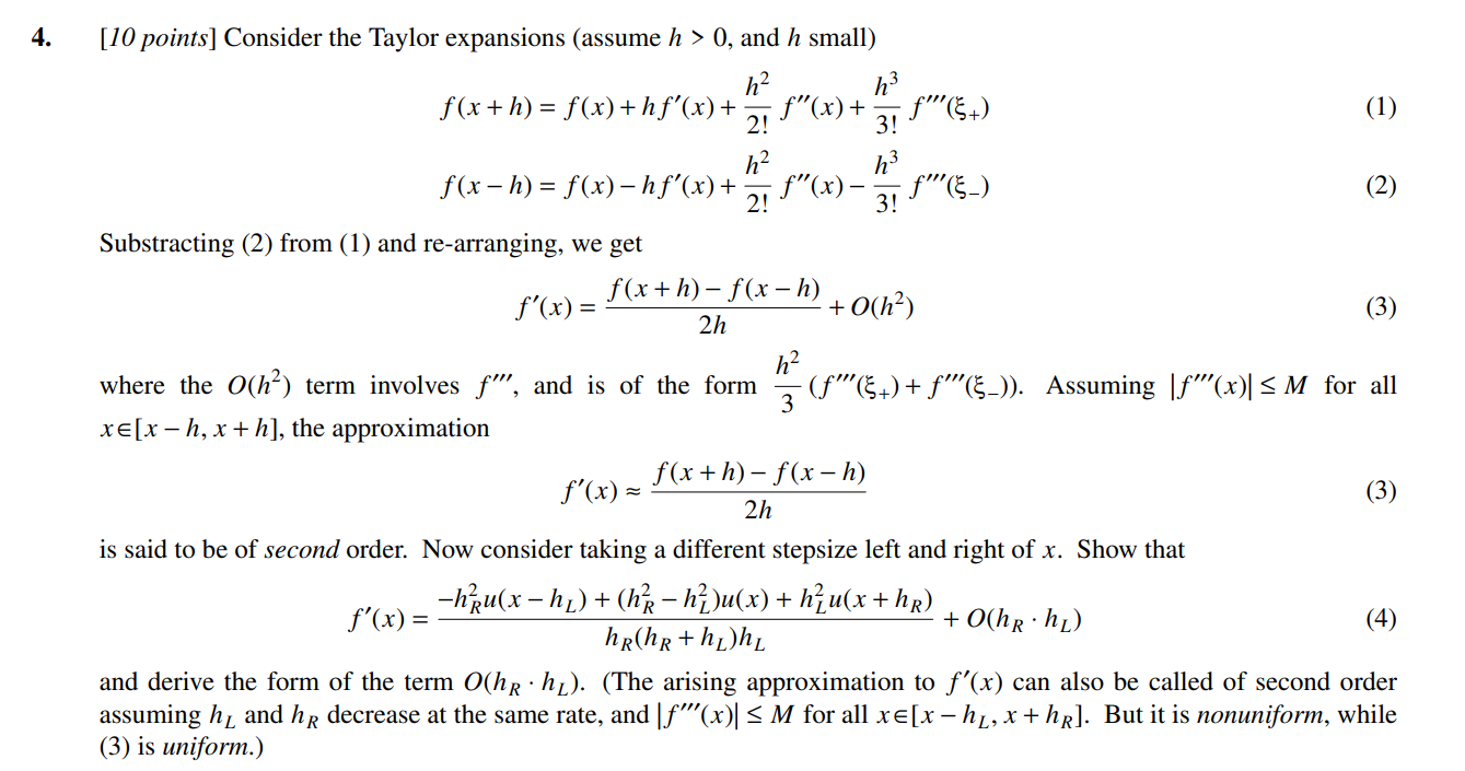 Solved 4. [10 points ] Consider the Taylor expansions | Chegg.com