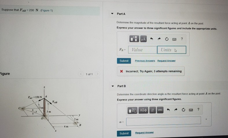 Solved Suppose that FAR = 230 N. (Figure 1) Part A Determine | Chegg.com