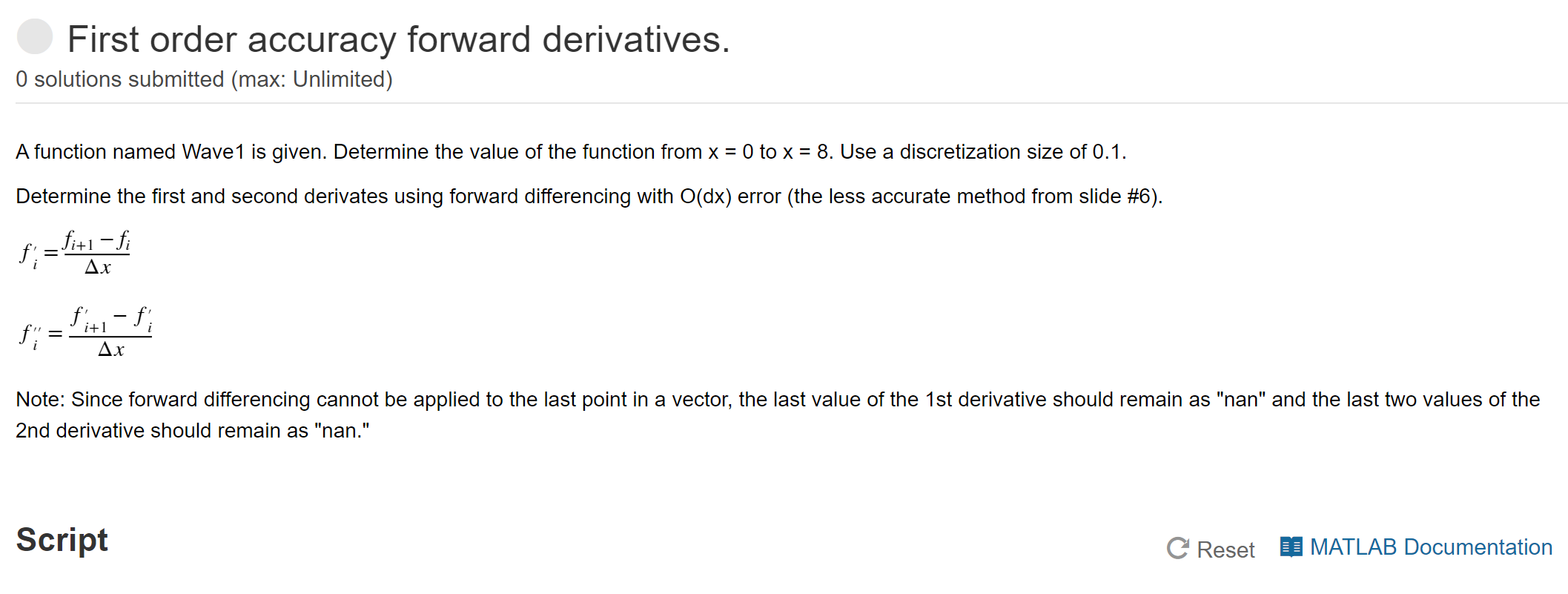 First order accuracy forward derivatives. O solutions | Chegg.com
