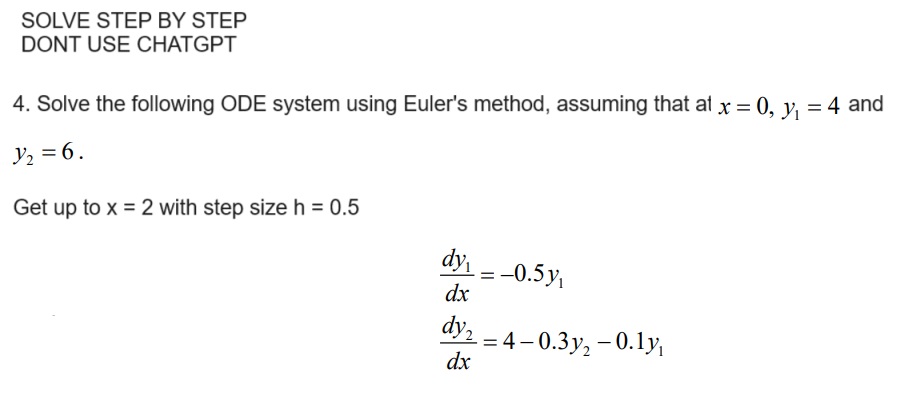 4. Solve the following ODE system using Euler's | Chegg.com