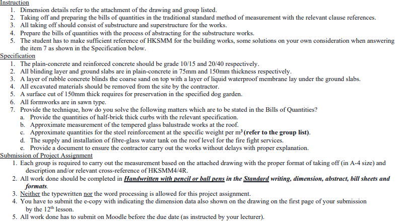 Instruction 1. Dimension details refer to the | Chegg.com