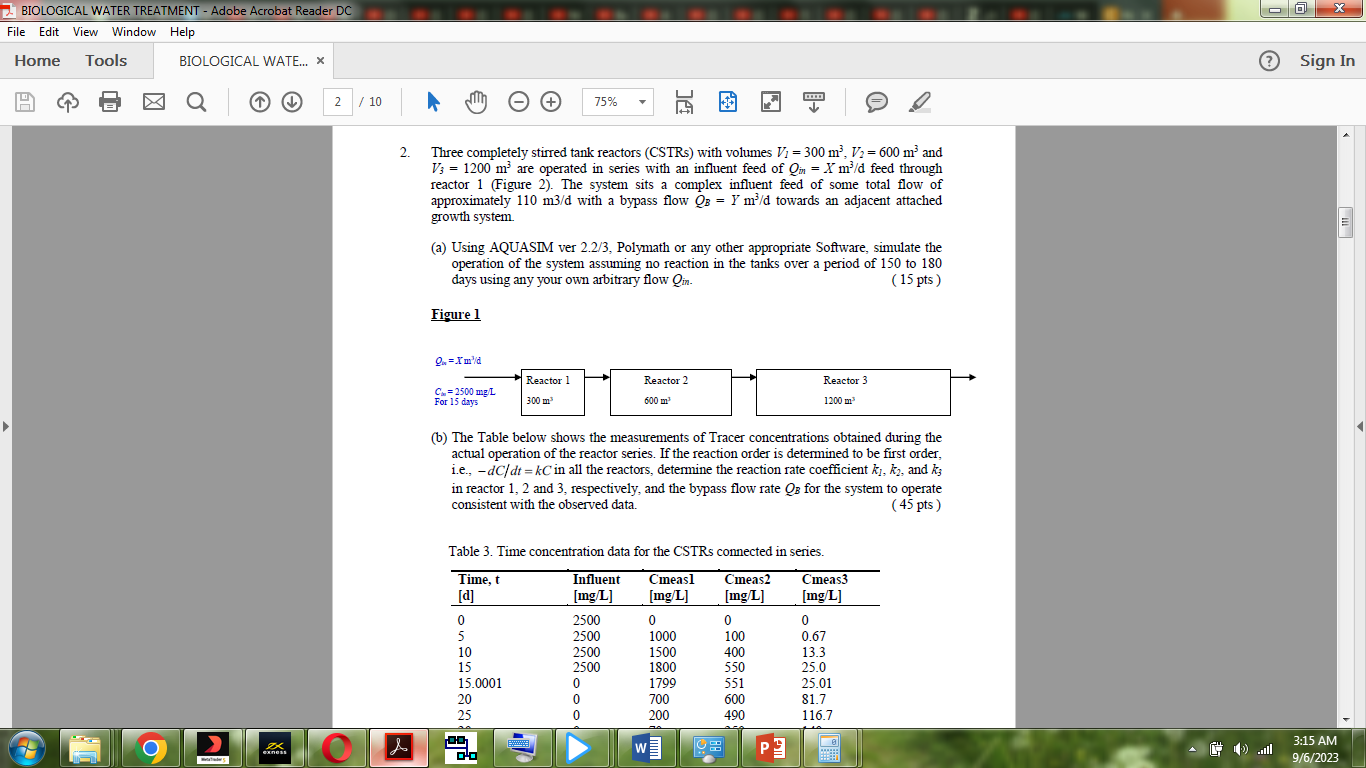 Solved Three Completely Stirred Tank Reactors Cstrs With