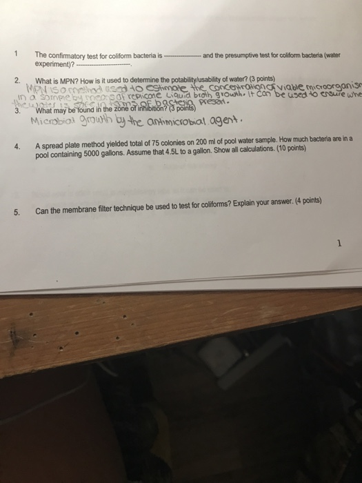 Solved 1 The confimatory test for coliform bacteria is | Chegg.com