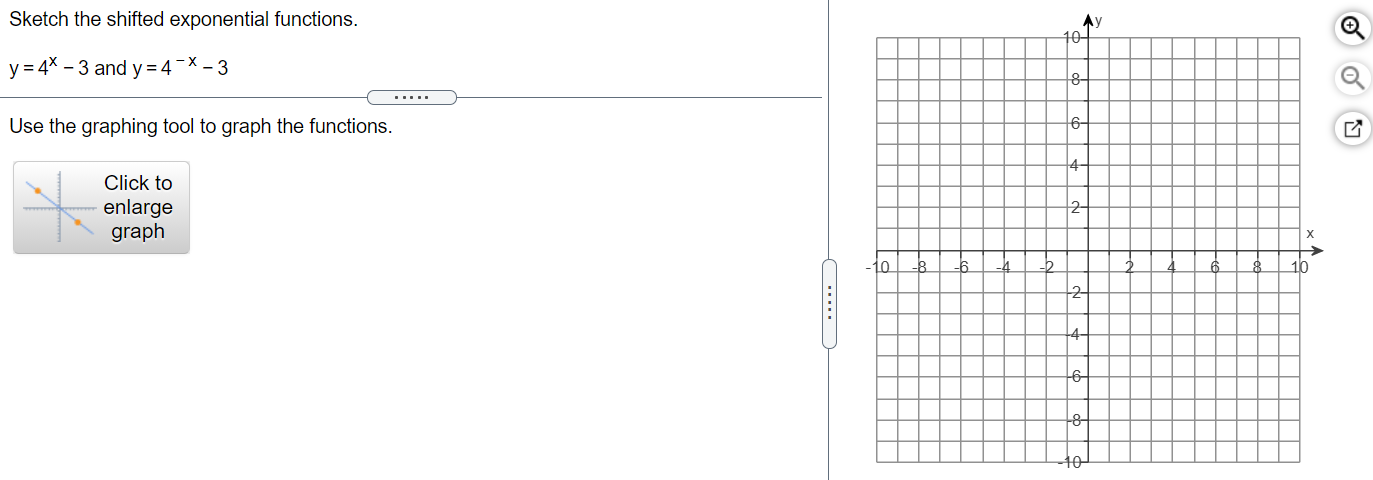 Solved Sketch the shifted exponential functions. AY 10- -X y | Chegg.com