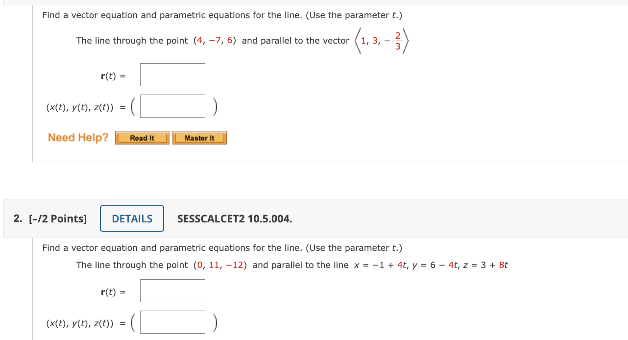Solved Find A Vector Equation And Parametric Equations For