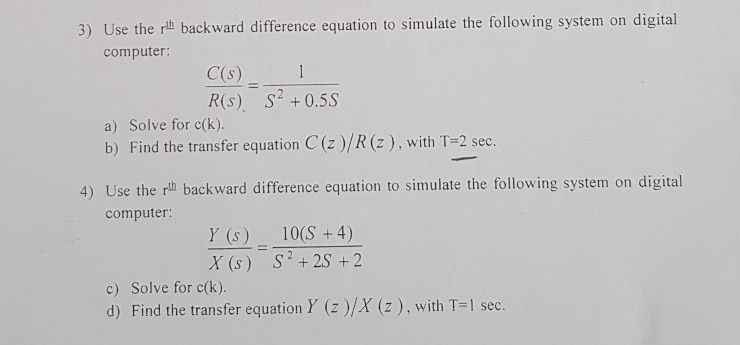 Solved 3) Use the rth backward difference equation to | Chegg.com