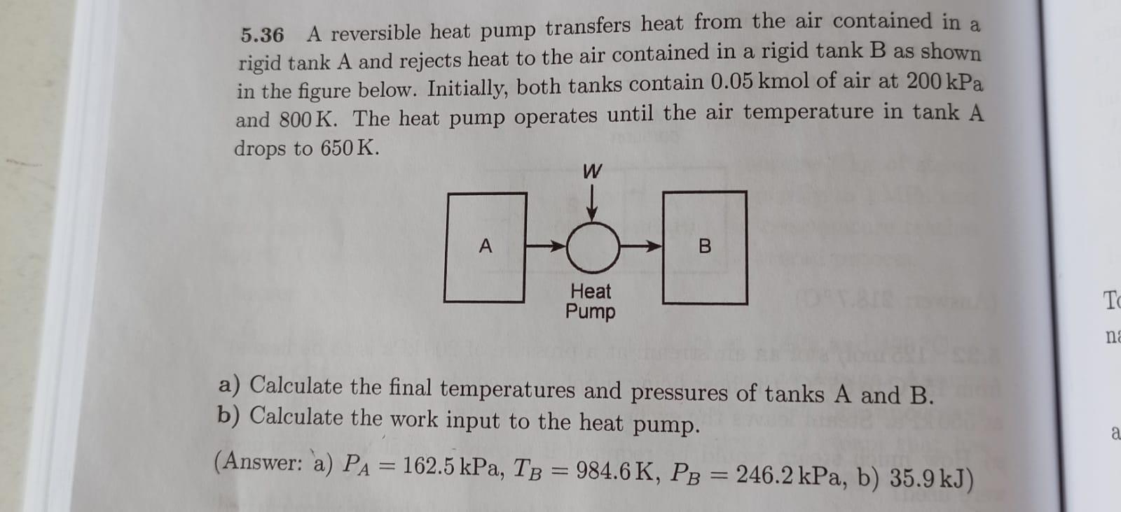 Solved 5.36 A reversible heat pump transfers heat from the | Chegg.com