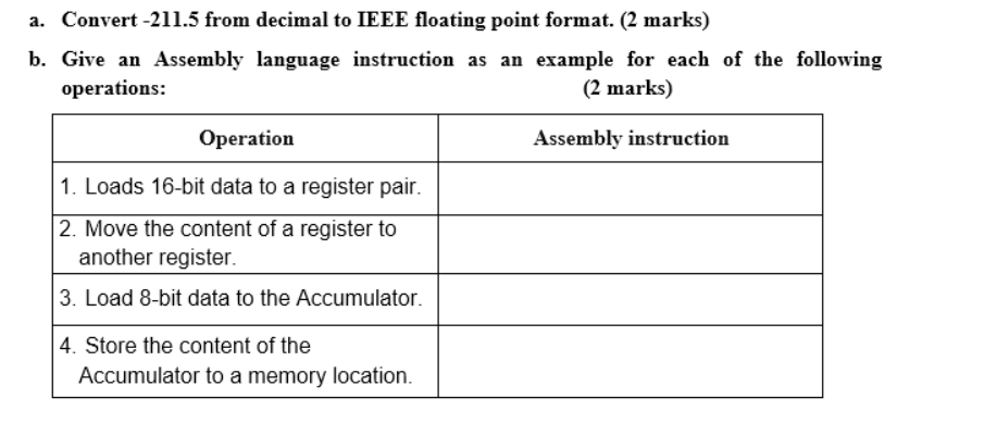 Solved an example of the assembly language instruction | Chegg.com