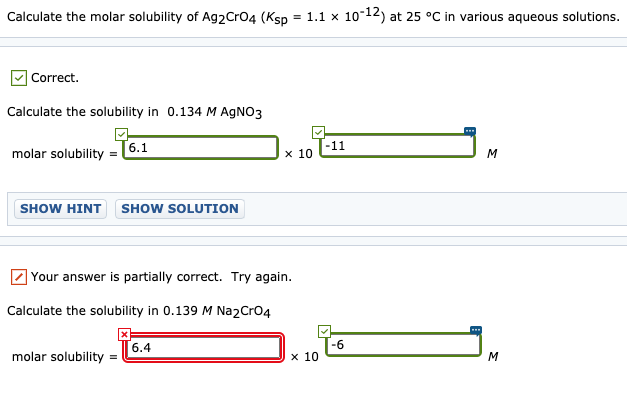 Solved Calculate the molar solubility of Ag2 CrO4 (Ksp = 1.1 | Chegg.com