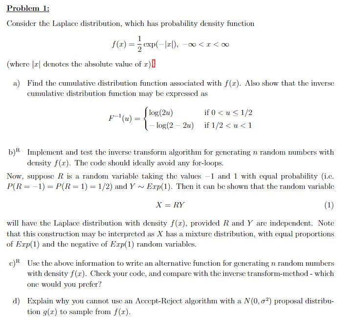 Consider the Laplace distribution, which has | Chegg.com