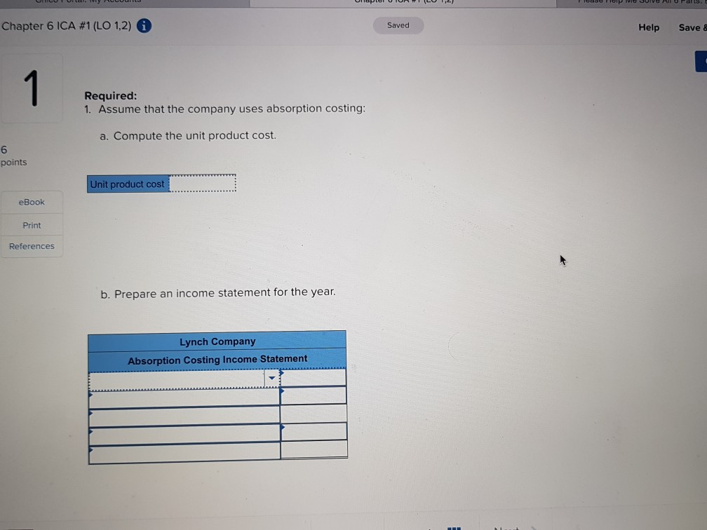 Solved apter 6 ICA #1 (LO 1,2) Saved Help Save & Exit Chec | Chegg.com