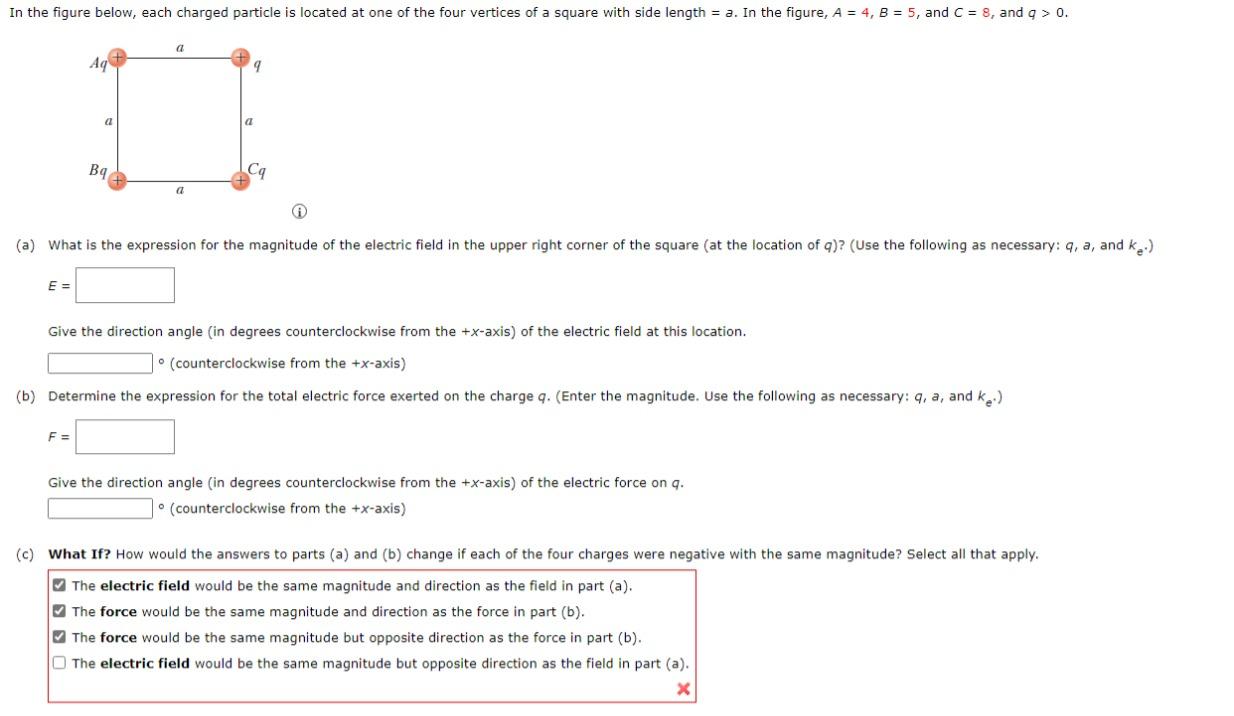 Solved In the figure below, each charged particle is located | Chegg.com