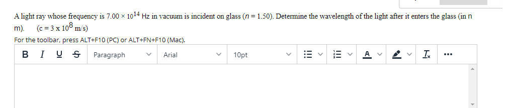 Solved A light ray whose frequency is 7.00 × 1014 Hz in | Chegg.com