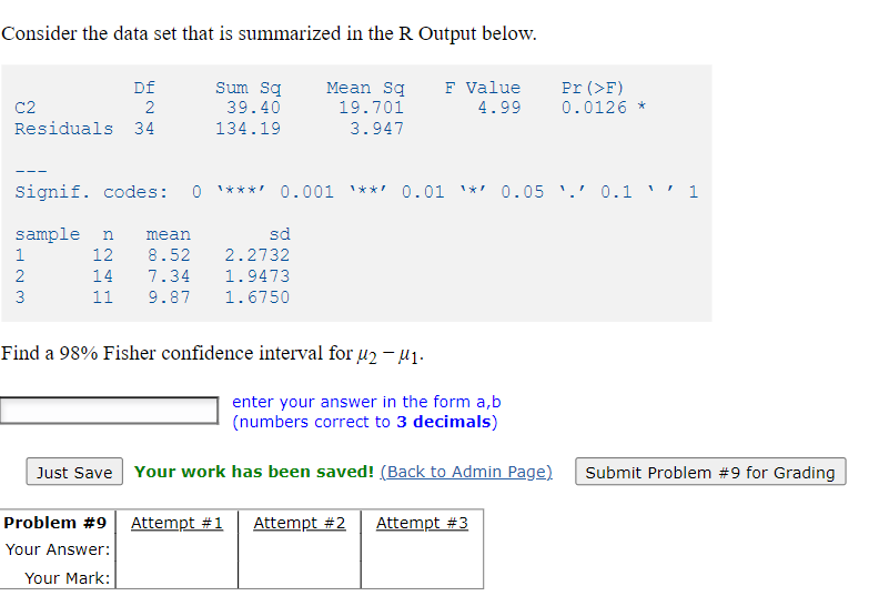 Solved Consider the data set that is summarized in the R | Chegg.com