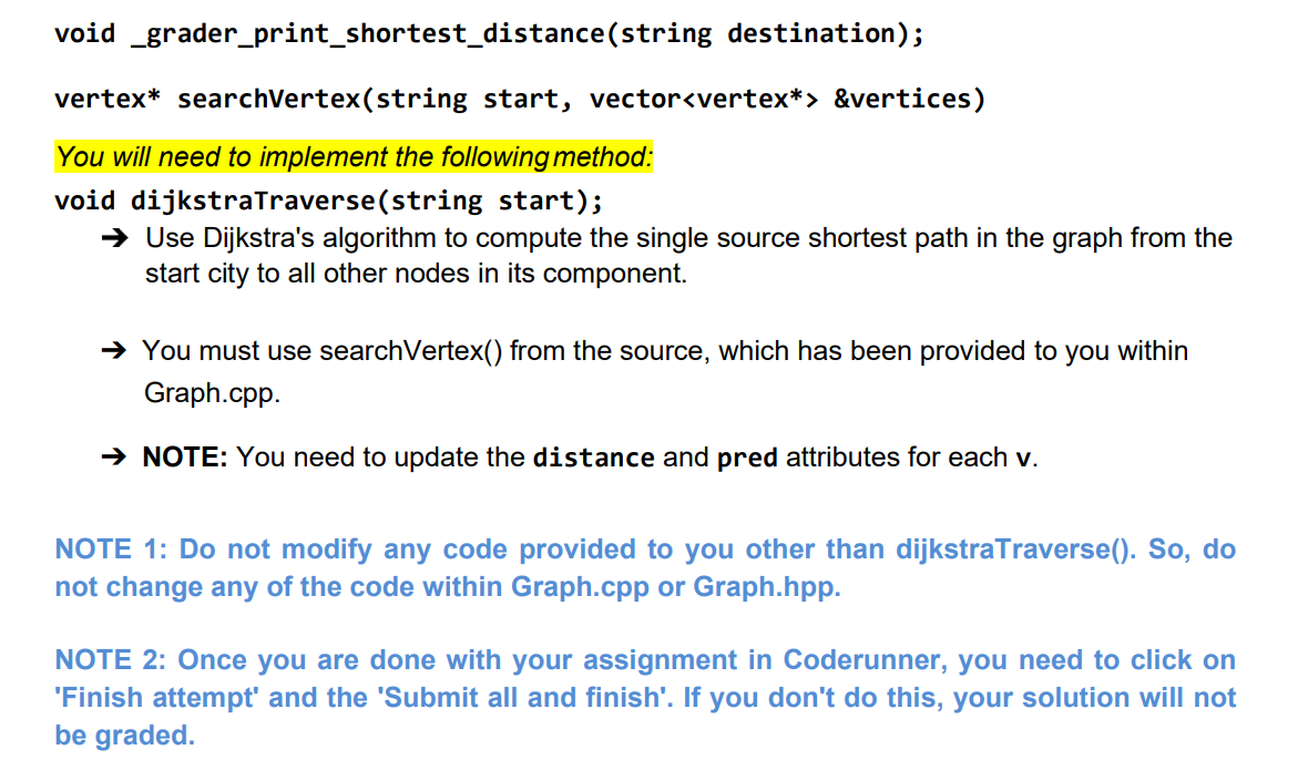 Assignment 5 - Graph OBJECTIVES 1. Dijkstra's | Chegg.com
