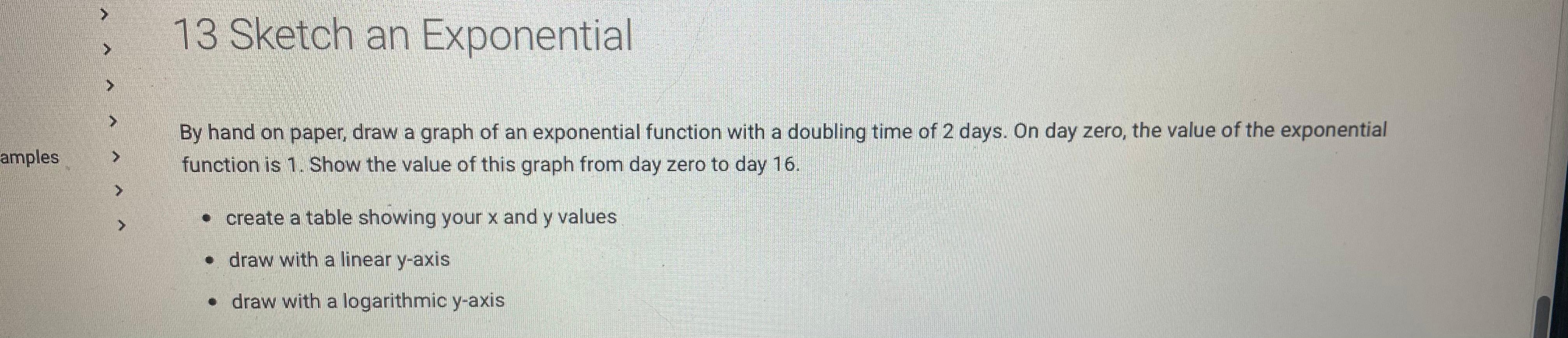 Solved 13 Sketch an Exponential amples By hand on paper, | Chegg.com