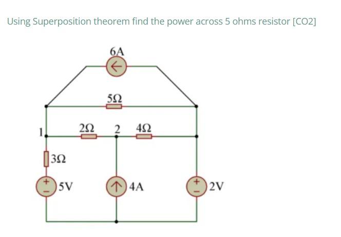 Solved Using Superposition theorem find the power across 5 | Chegg.com