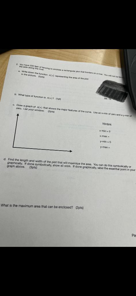 4. Write down the function A(x) representing the | Chegg.com