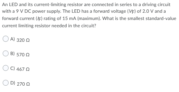 Solved An LED and its current-limiting resistor are | Chegg.com
