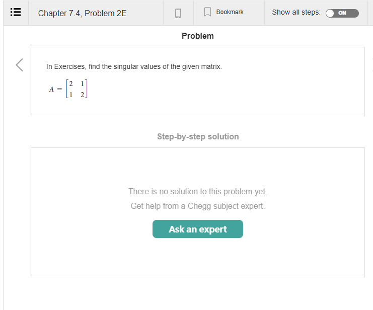 Solved In Exercises, find the singular values of the given | Chegg.com