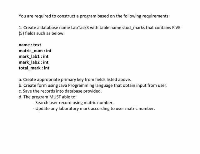 Solved You are required to construct a program based on the | Chegg.com