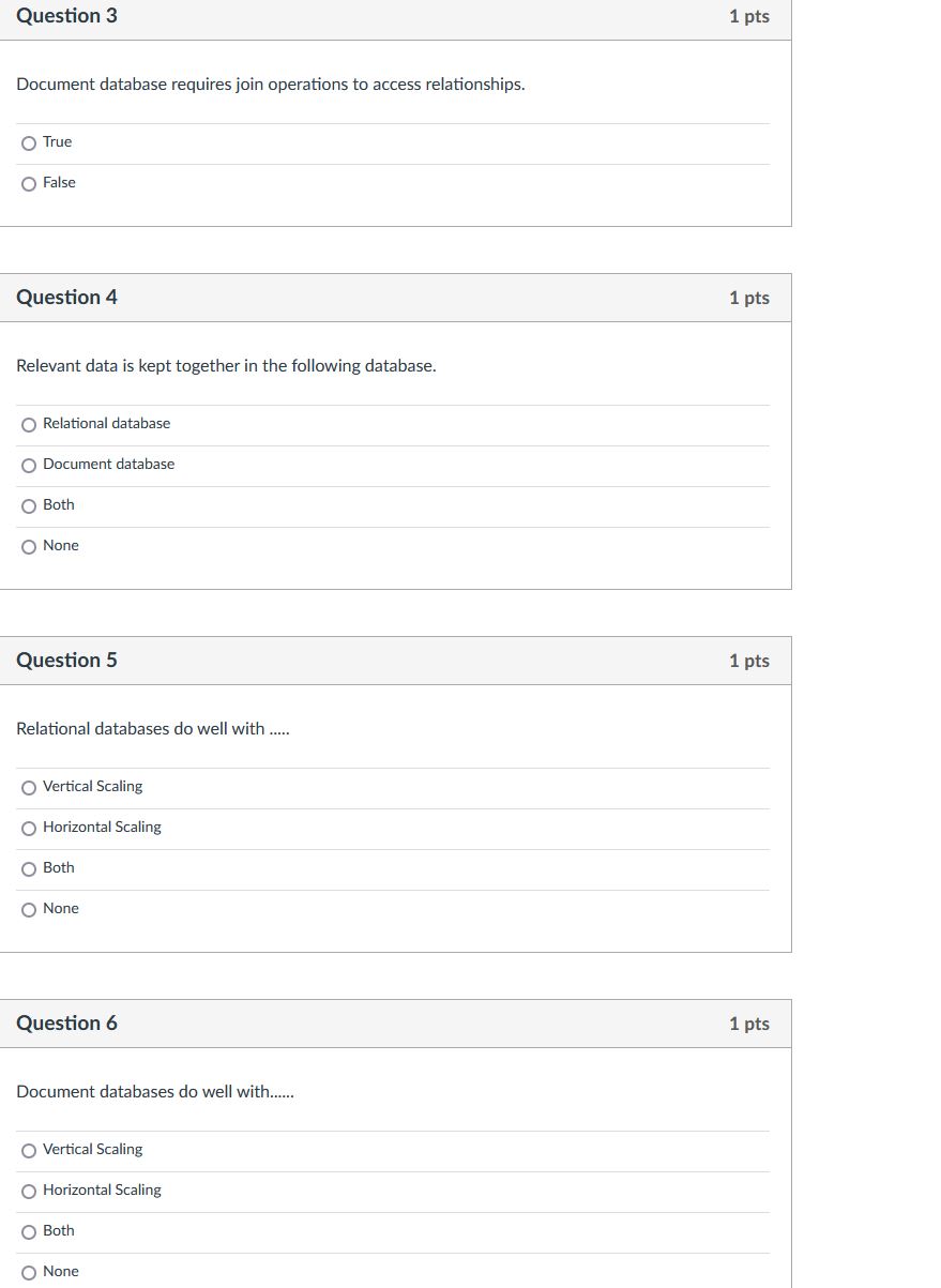 Solved Document database requires join operations to access | Chegg.com