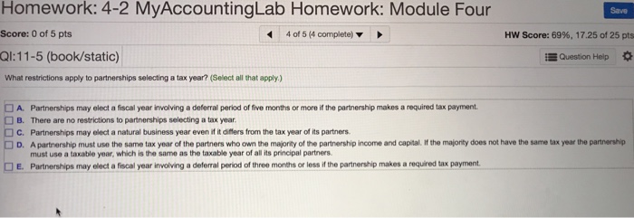 Solved Homework: 4-2 MyAccountingLab Homework: Module Four | Chegg.com