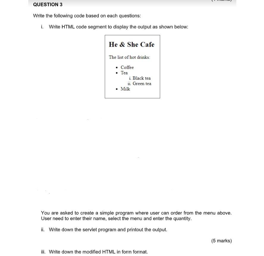 Solved Question 3 Write The Following Code Based On Each 