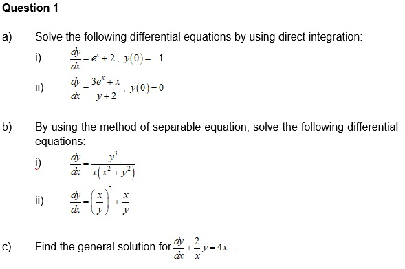 Solved Question1 a) Solve the following differential | Chegg.com