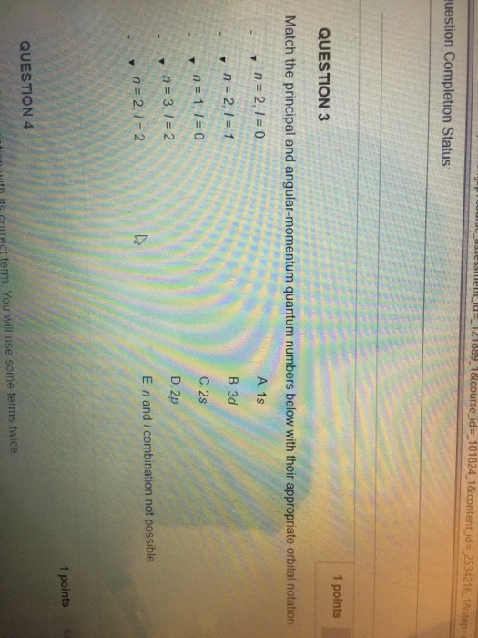 Solved Match the principal and angular-momentum quantum | Chegg.com