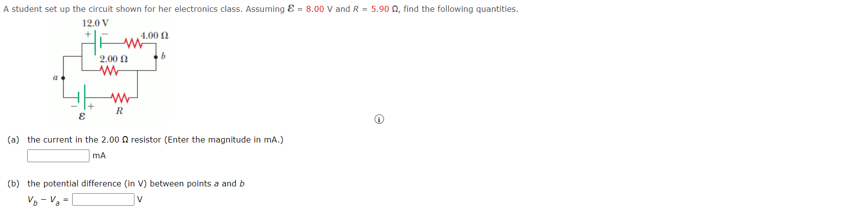 Solved A student set up the circuit shown for her | Chegg.com