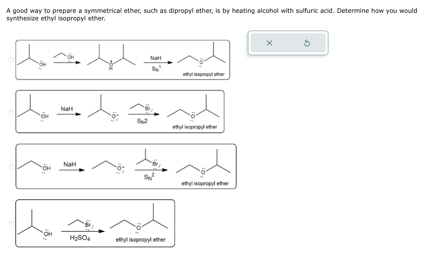 Solved A good way to prepare a symmetrical ether, such as | Chegg.com