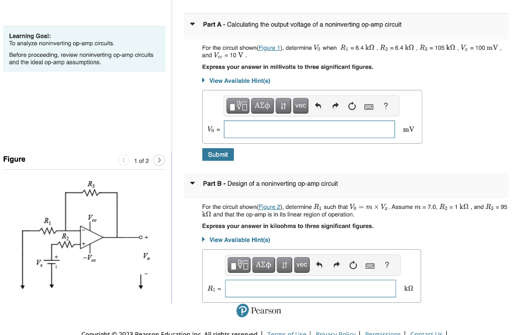 Solved Part A - Calculating the output voltage of a | Chegg.com