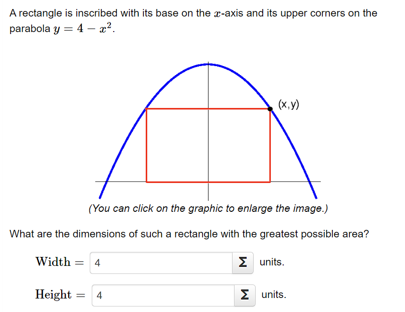 Solved A rectangle is inscribed with its base on the x-axis | Chegg.com