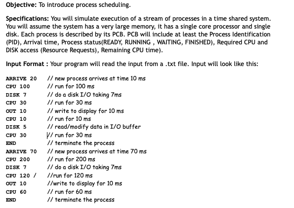 Objective: To introduce process scheduling. | Chegg.com