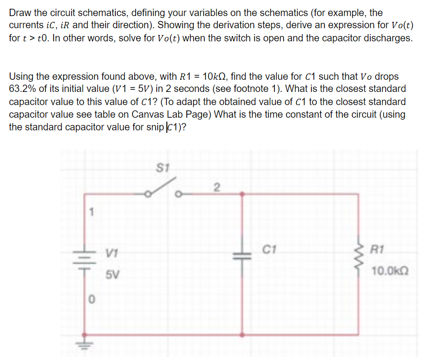 Solved Draw the circuit schematics, defining your variables | Chegg.com
